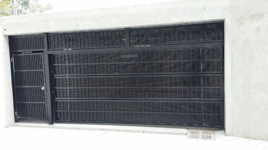 perforated gate with man door and frame | Aluminum Gates - Billygates